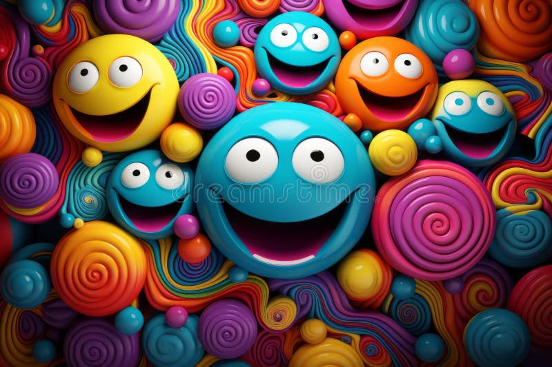 A Colorful Collection of Smiley Faces Stock Illustration - Illustration ...