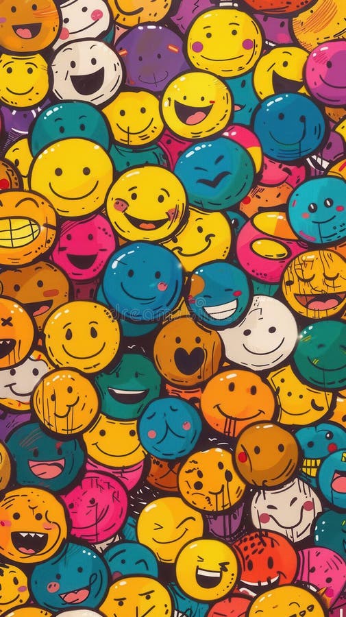 Colorful Smiley Faces Pattern. Fun and Cheerful Background Stock ...