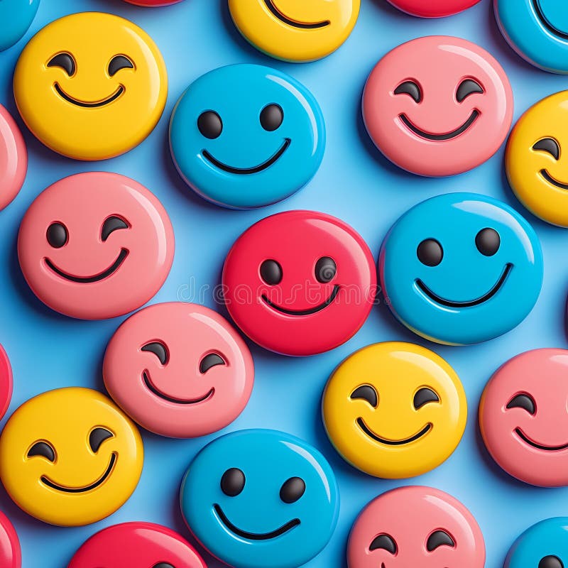 Colorful Smiley Faces Seamless Pattern Background for Expressive ...