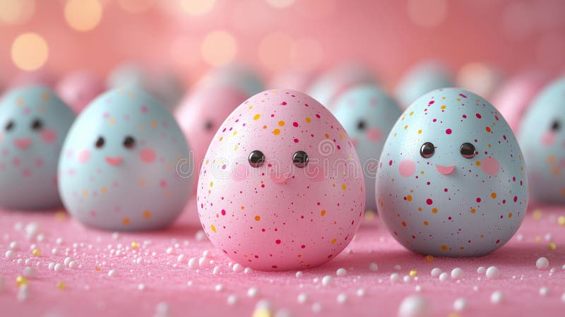 Colorful Smiling Easter Eggs in a Cheerful Spring Scene Stock Image ...