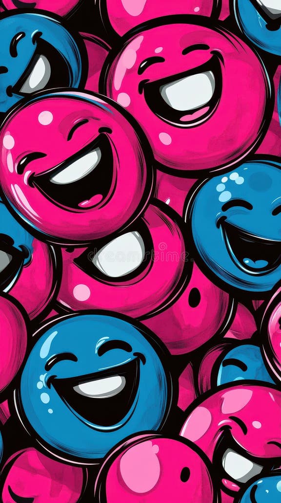Colorful Smiling Faces Pattern for Creative Design and Fun Decor Stock ...