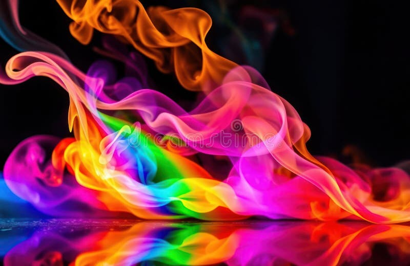 Colorful Smoke Abstract Design. Vibrant Rainbow Colors Swirl, Flow ...