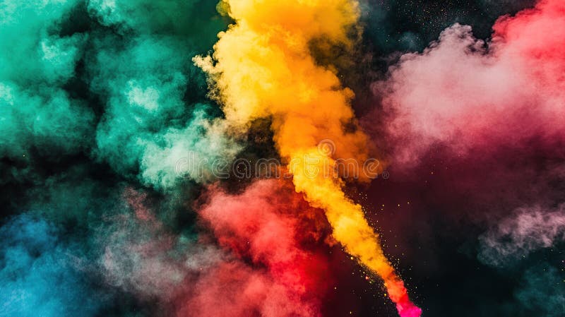 Colorful Smoke Bursts Explode Against Dark Background Stock Photos ...
