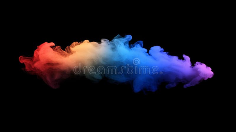 Colorful Smoke Cloud on Black Background Stock Illustration ...