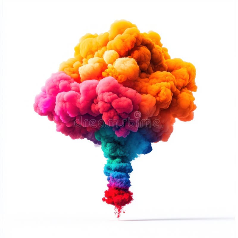 Colorful Smoke Cloud Explosion Isolated on White Stock Illustration ...