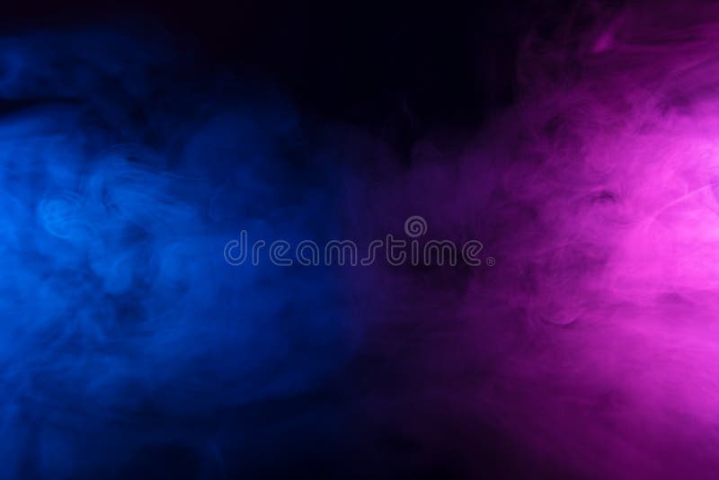 Colorful Smoke Clouds in Blue and Pink Neon Light Swirling on Empty ...