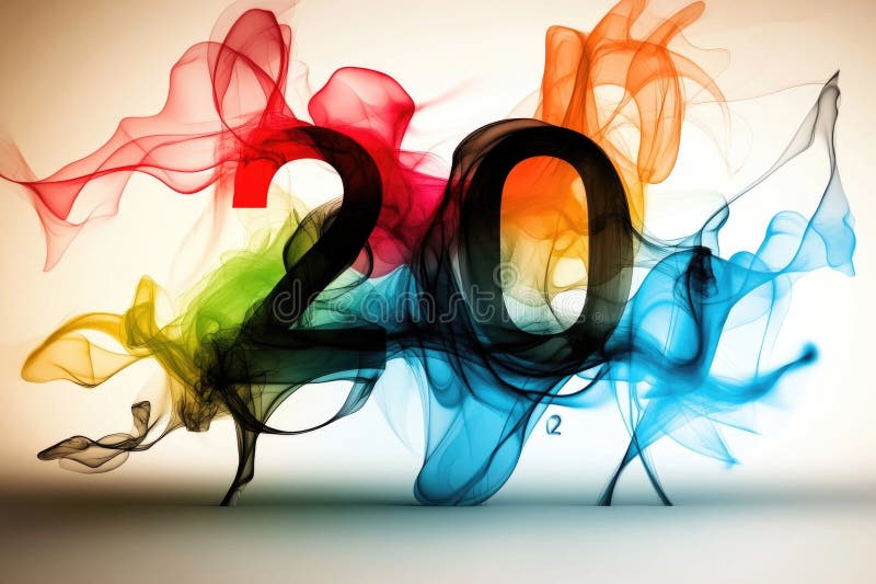 Colorful Smoke Design with Numeric 20 in Vibrant Abstract Art Stock ...