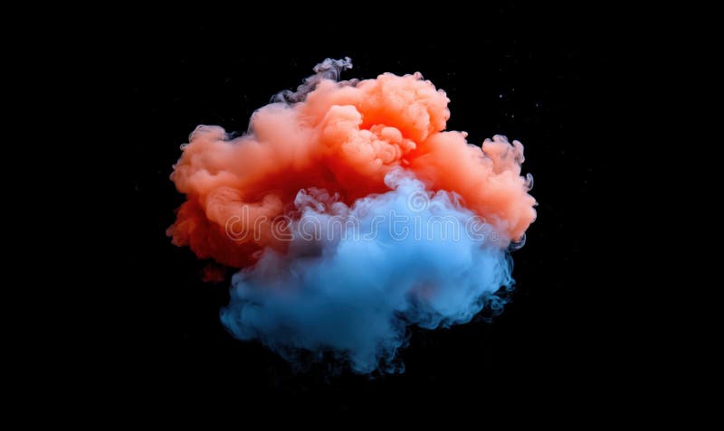 Colorful Smoke Explosion in Blue and Orange Against Black Background ...