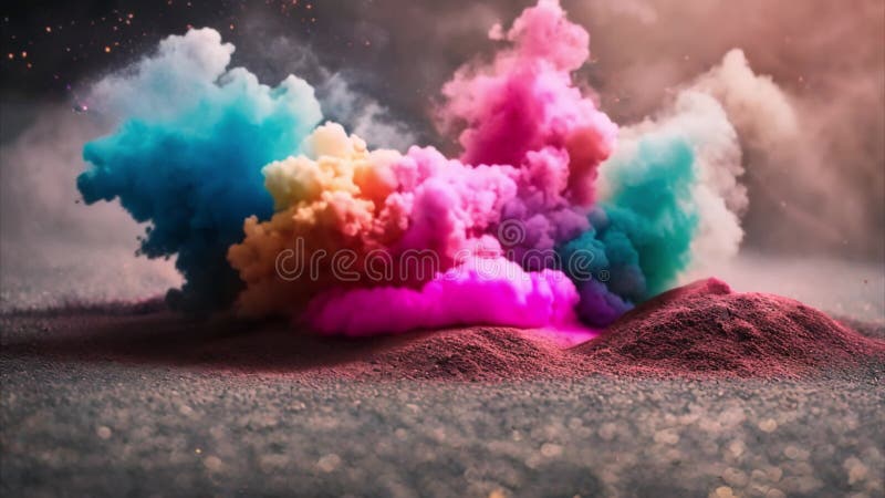 Colorful Smoke Explosion on a Glittering Surface Stock Video - Video of ...