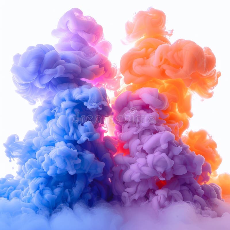 Colorful Smoke Explosions Isolated on White Stock Photo - Image of ...