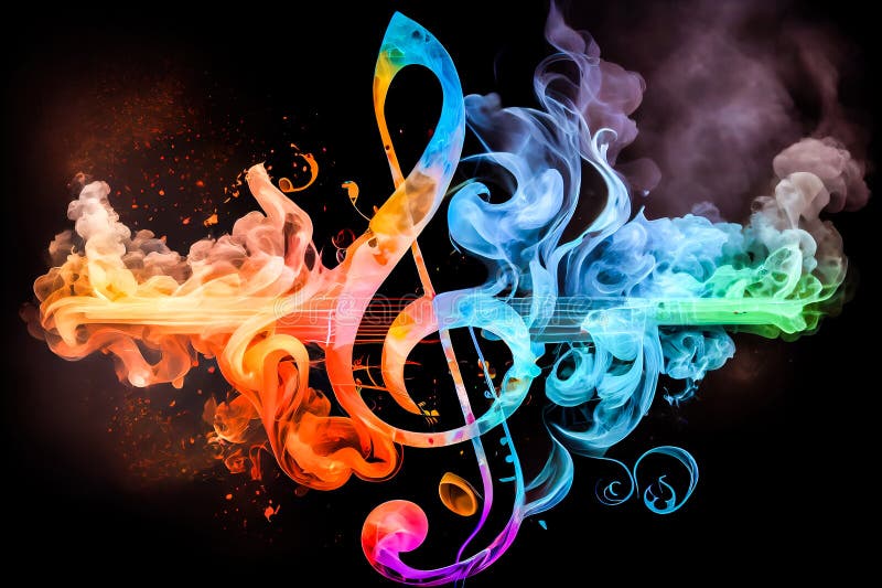 Colorful Smoke in the Form of Musical Notes. Generative AI, Generative ...