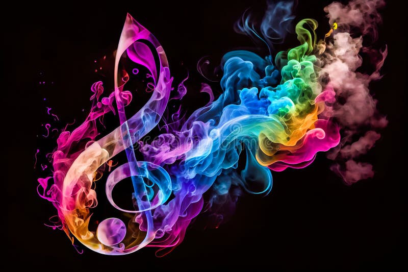 Colorful Smoke in the Form of Musical Notes. Generative AI, Generative ...