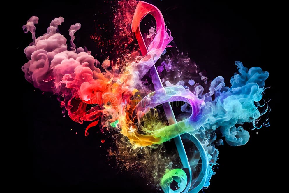 Colorful Smoke in the Form of Musical Notes. Generative AI, Generative ...