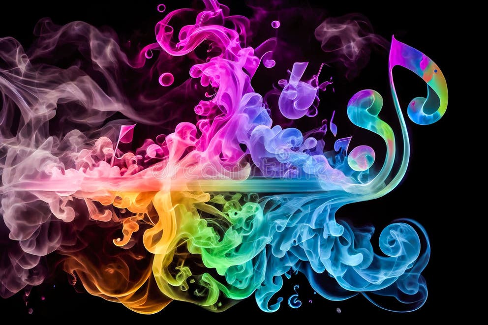 Colorful Smoke in the Form of Musical Notes. Generative AI, Generative ...