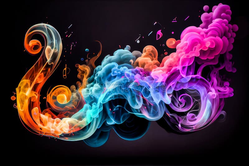 Colorful Smoke in the Form of Musical Notes. Generative AI, Generative ...