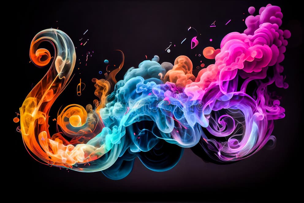 Colorful Smoke in the Form of Musical Notes. Generative AI, Generative ...
