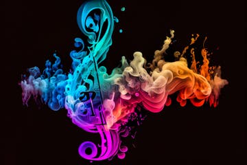 Colorful Smoke in the Form of Musical Notes. Generative AI, Generative ...