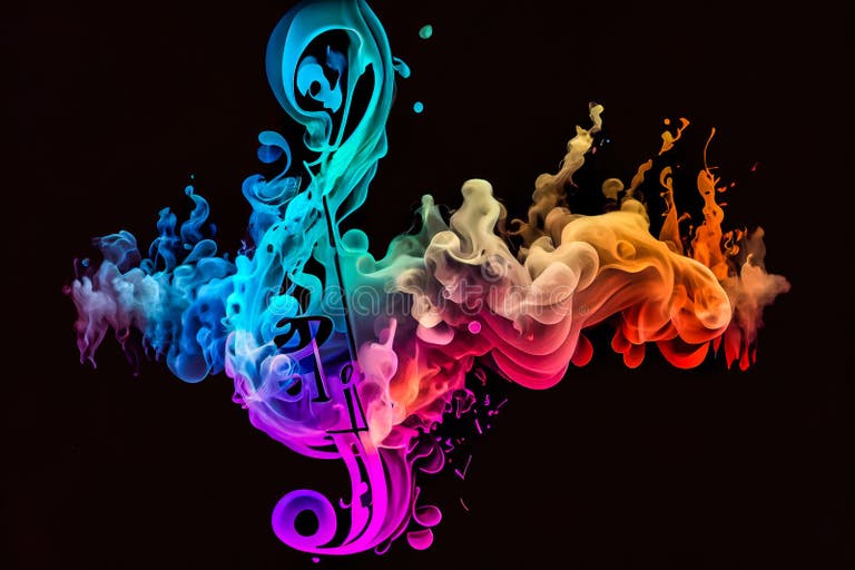 Colorful Smoke in the Form of Musical Notes. Generative AI, Generative ...