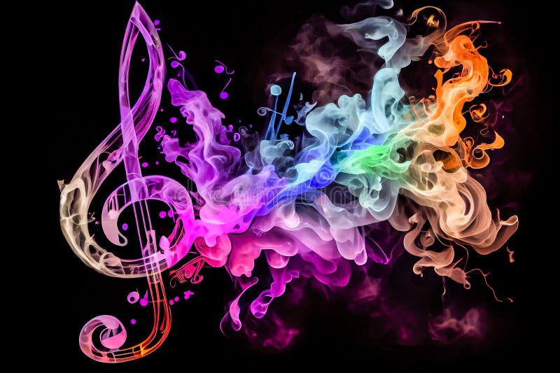 Colorful Smoke in the Form of Musical Notes. Generative AI, Generative ...