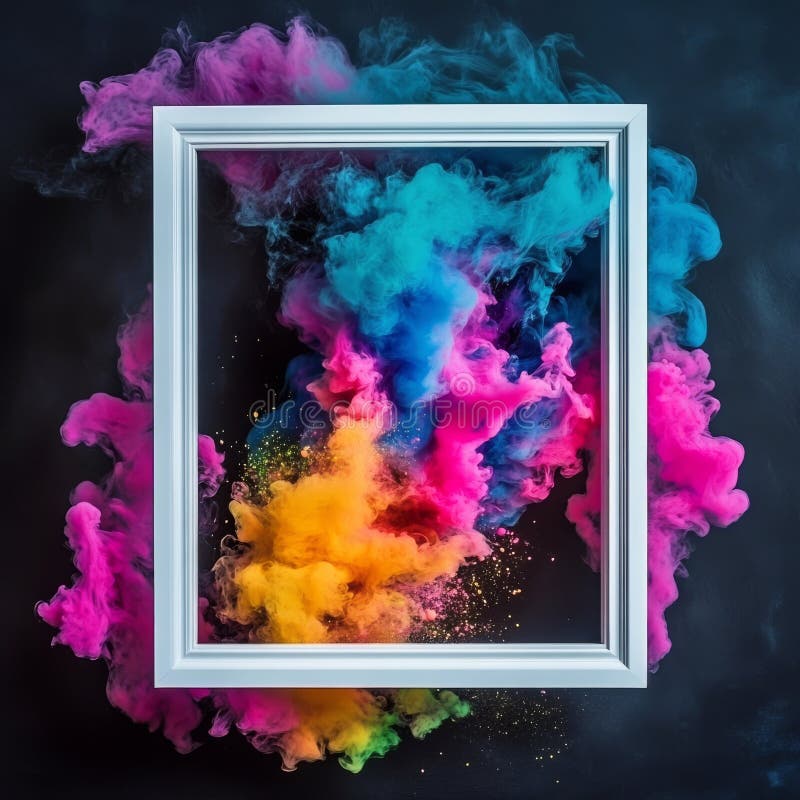 Colorful Smoke in a Frame Creates Vibrant Art Display in a Modern ...