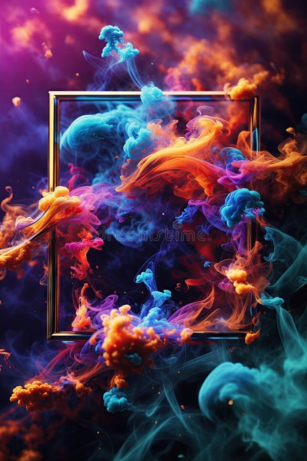 Colorful Smoke Frame with Futuristic Gas. Ai Generative Stock ...