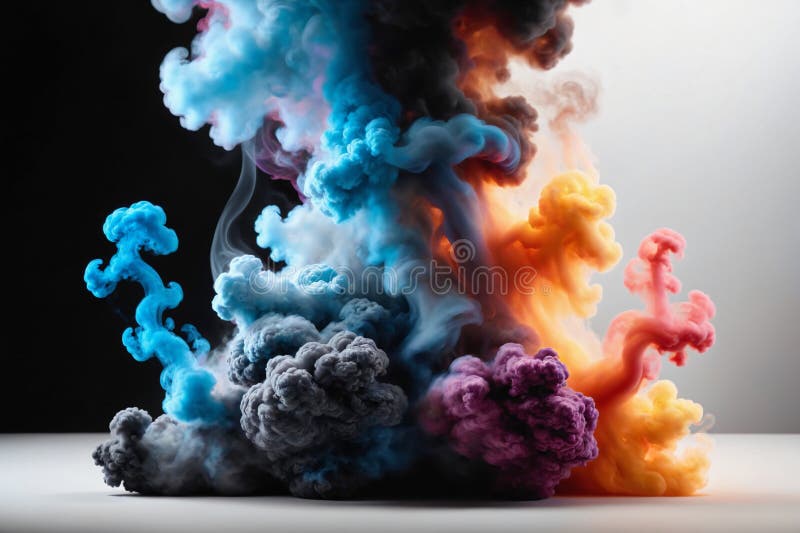 Colorful Smoke with Interesting Dramatic Backlighting on Black and ...