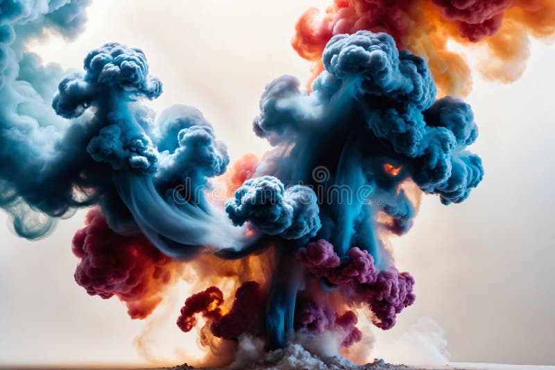 Colorful Smoke with Interesting Dramatic Backlighting on White ...
