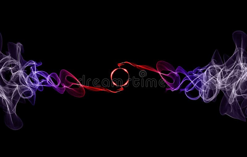 Colorful Smoke with Lights and Rings on Black Background Stock ...