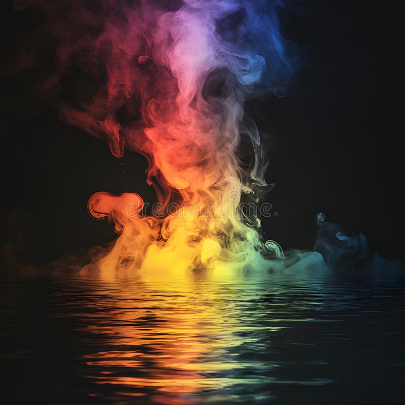 Colorful Smoke Reflection stock illustration. Illustration of dark ...