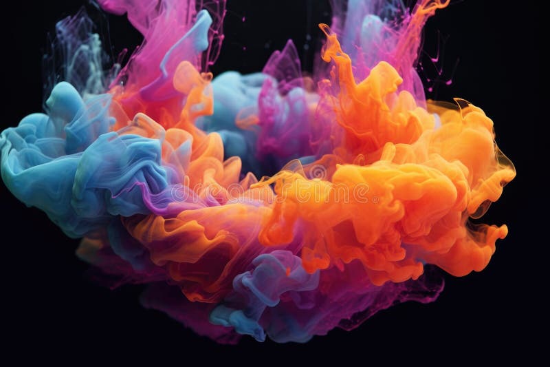 Colorful Smoke Rings Colliding Mid-air in Zero Gravity Stock Photo ...