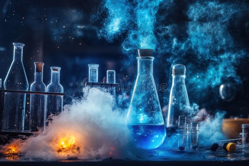 Colorful Smoke Rises from Laboratory Glassware during an Intriguing ...