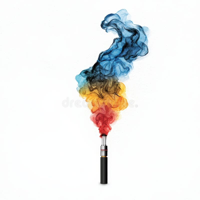 Colorful Smoke Rises from a Modern Vape Device Creating a Vibrant and ...
