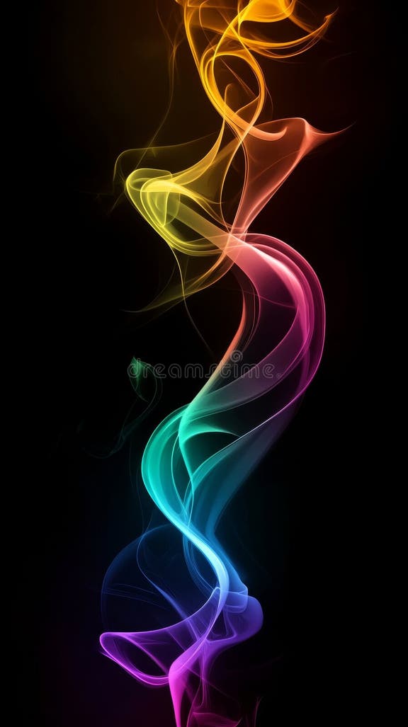Colorful Smoke Rising on Black Background Creating Abstract Patterns ...