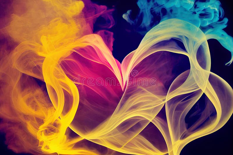 A Colorful Smoke Swirls in the Air on a Black Background with a Red ... A Colorful Smoke Swirls in the Air on a Black Background with a Red ...