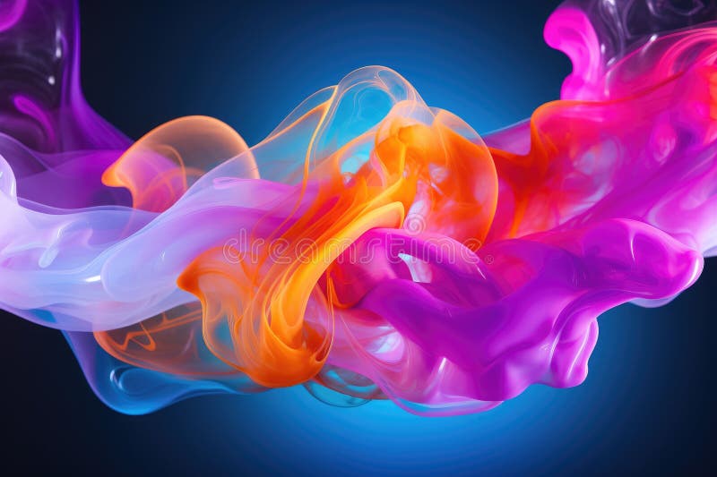 Colorful Smoke Swirls Around Suspended in Space . GENERATIVE AI Stock ...