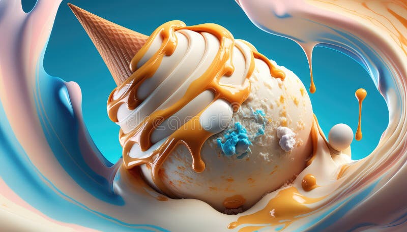 Colorful Smooth Soft Ice Cream Close Up. Generative AI Stock ...