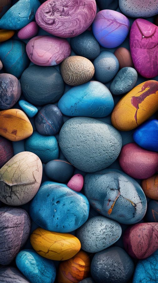 Colorful Smooth Stones Closely Packed in a Seamless Pattern Stock Photo ...