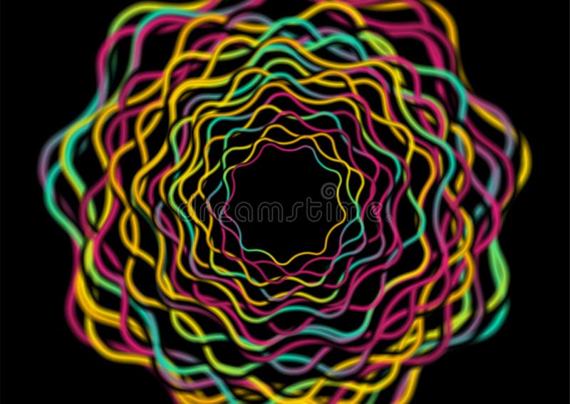 Colorful Smooth Wavy Circular Shapes on Black Background Stock ...