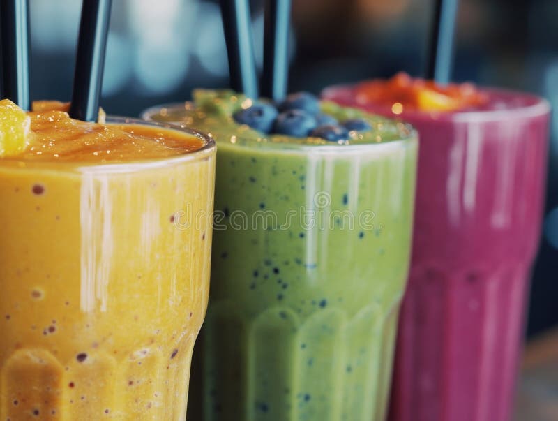 Colorful Smoothie Drinks stock image. Image of generated - 385368399