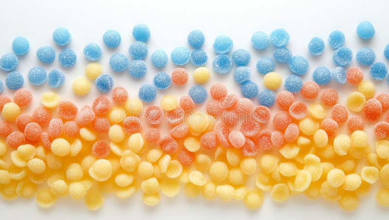 Colorful Snacks, Including Chips and Candy, are Arranged on a White ...