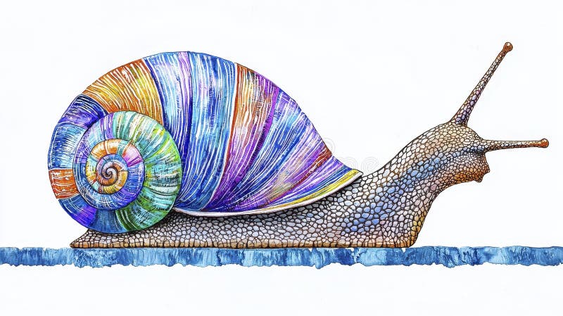 Colorful Snail Illustration with Vibrant Patterns and Textures Stock ...