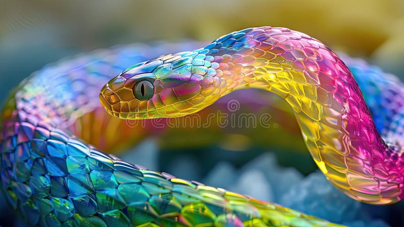 Colorful Snake Close Up on Table Stock Illustration - Illustration of ...