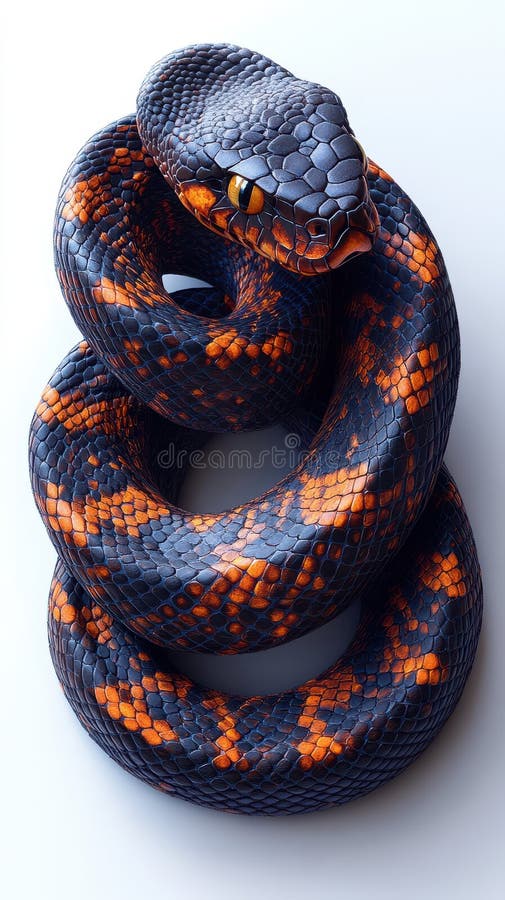 Colorful Snake Coiled Elegantly with Vibrant Patterns on a Smooth ...