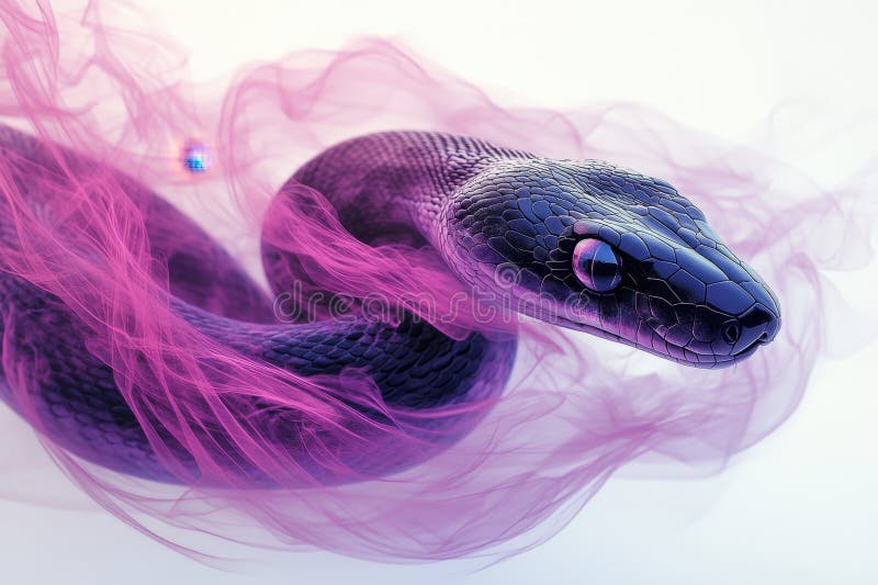 Colorful Snake Gliding through Vibrant Smoke during a Creative Art ...
