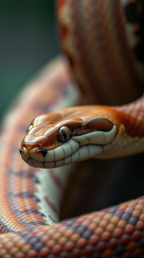 Colorful Snake with Intricate Patterns Resting on a Branch in a Lush ...