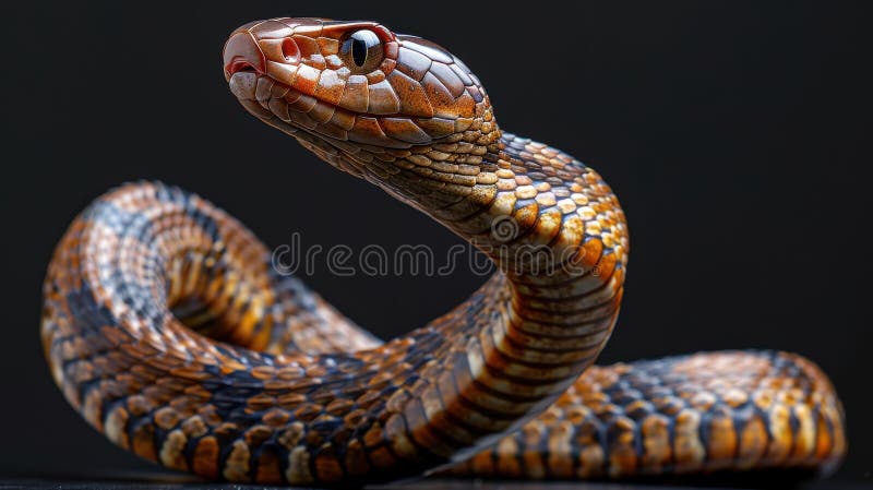 Colorful Snake on an Isolated Black Background Stock Image - Image of ...