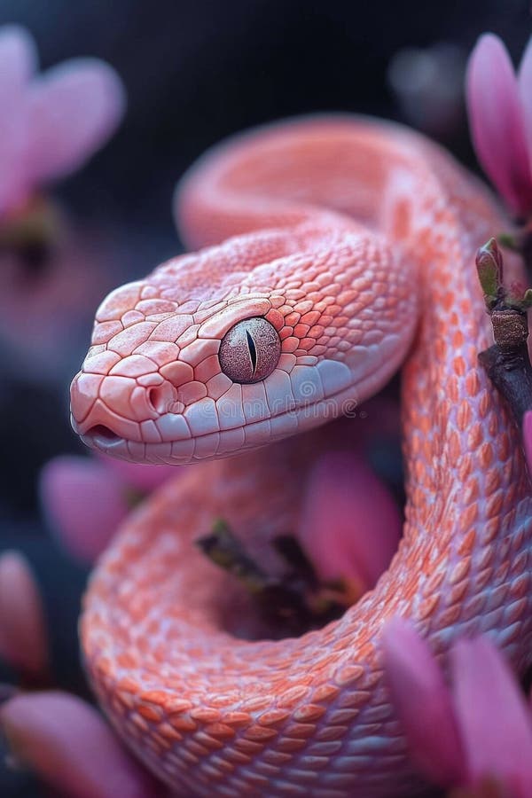 Colorful Snake Looking Up Showing Its Scales and Eye Stock Illustration ...