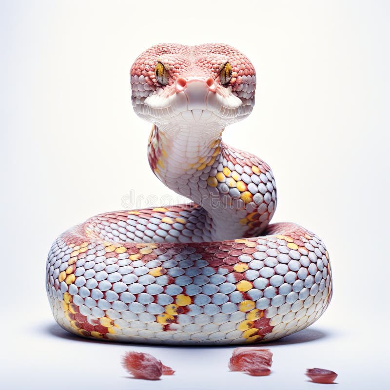 Colorful Snake Coiled Around a Tree Trunk in a Tropical Rainforest ...