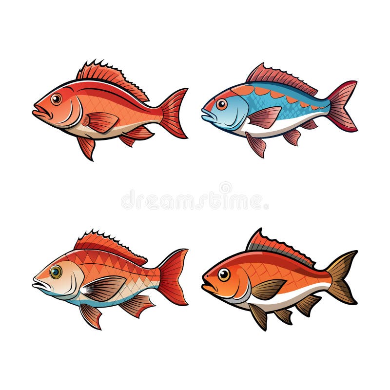 Colorful Snapper Fish Illustration with Realistic Features Stock Vector ...