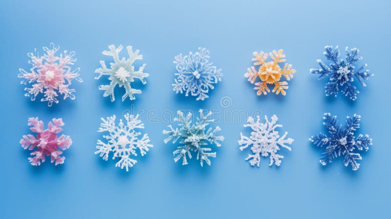 Colorful Snowflakes on Blue Background, Winter Concept Stock Image ...